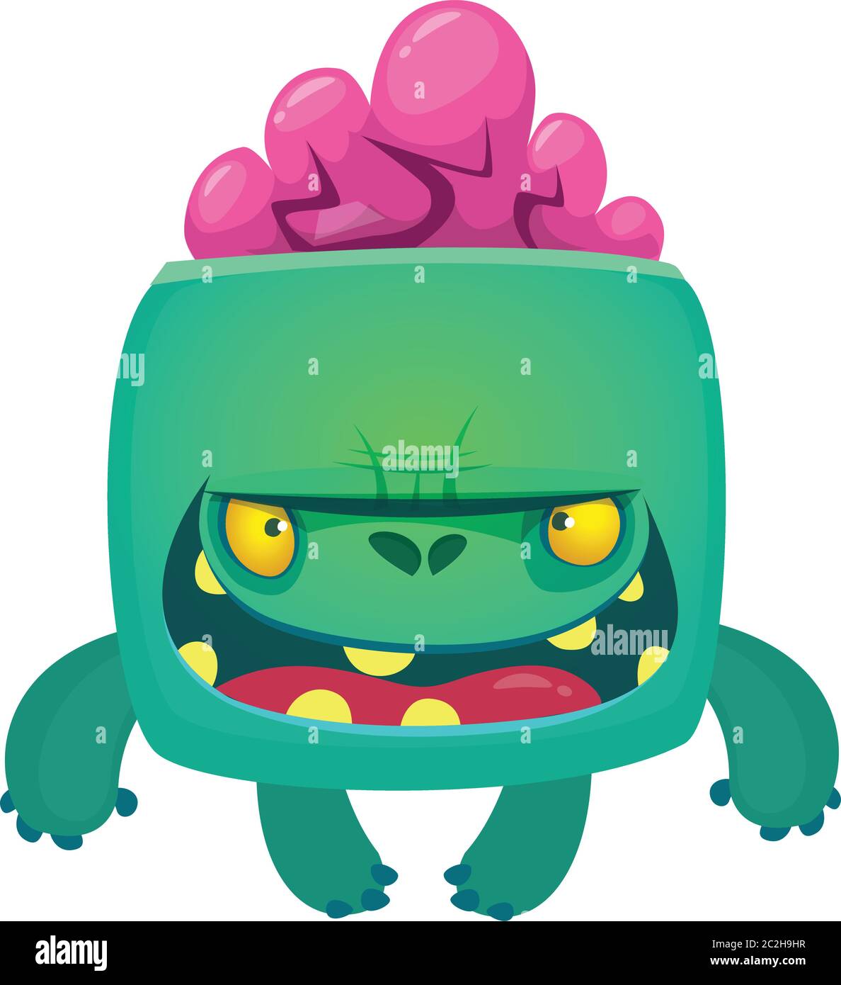 Angry tiny cartoon zombie character . Vector Halloween illustration ...