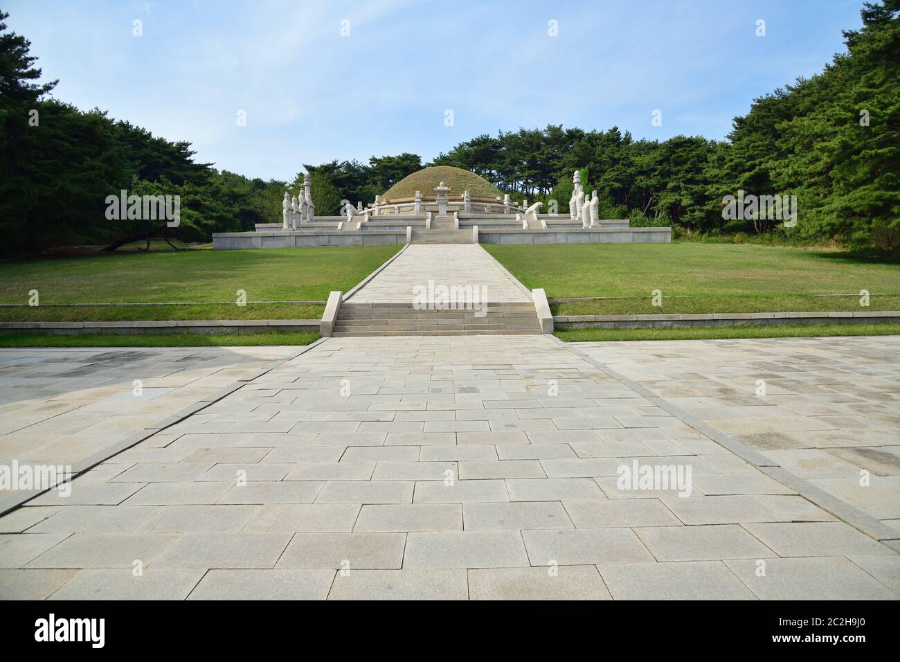 Tomb of King Wanggon or Hyollung Royal tomb. Construction on the tomb ...