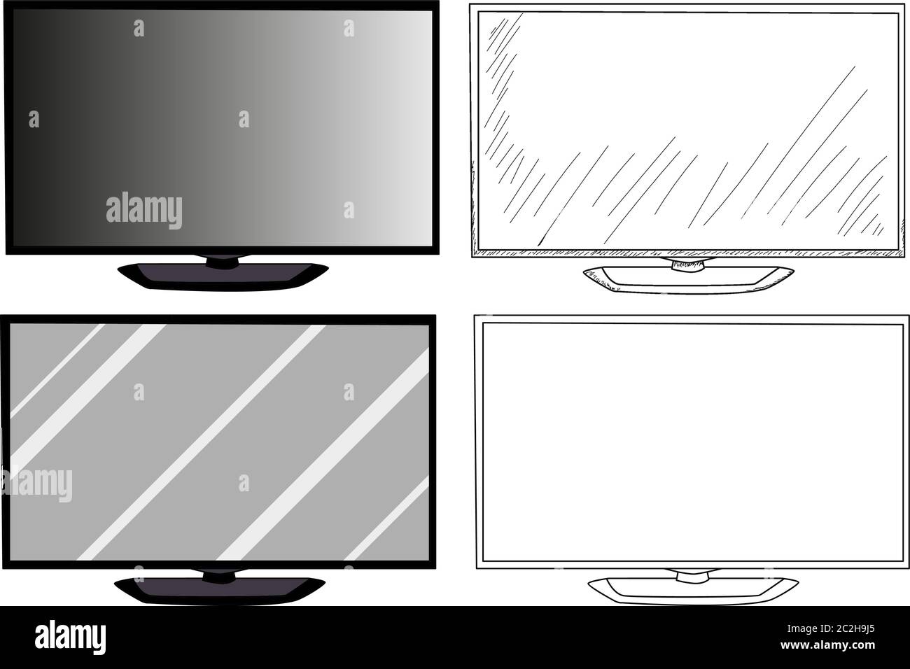 vector, isolated tv, outline, set Stock Vector Image & Art - Alamy