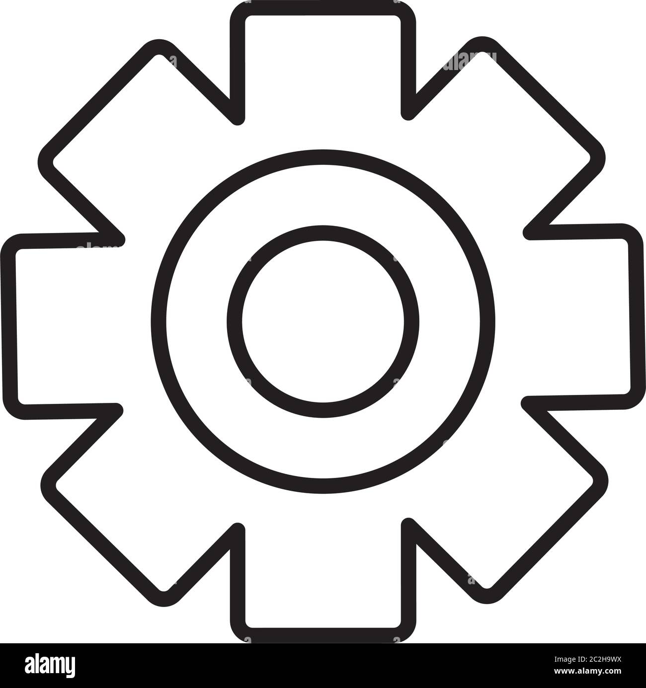 gear wheel icon over white background, line style, vector illustration ...
