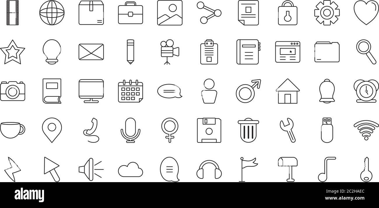 web icons set over white background, line style, vector illustration ...