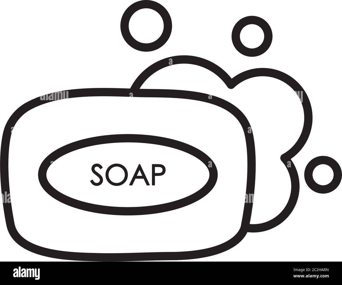 soap bar with water over white background, line style, vector ...