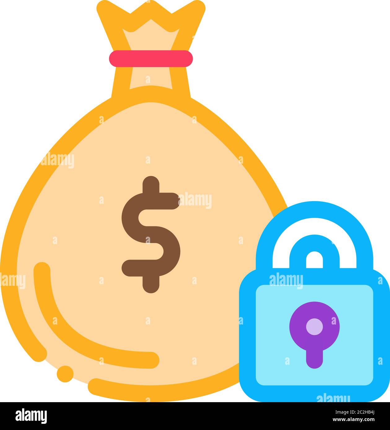 money bag security protection icon vector outline illustration Stock ...