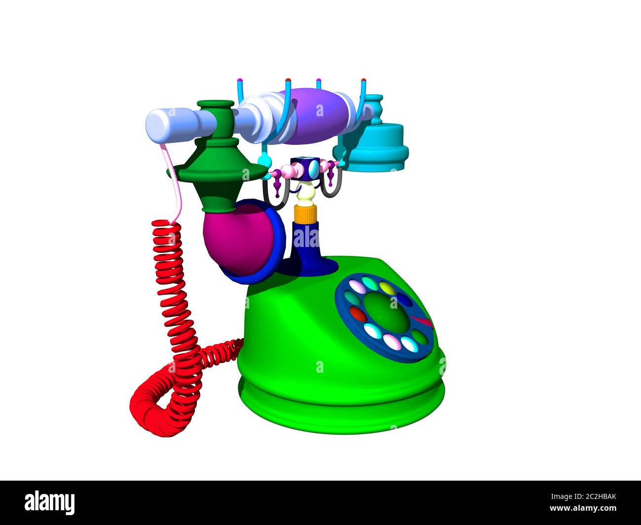 antique colorful telephone with picker and dial Stock Photo - Alamy