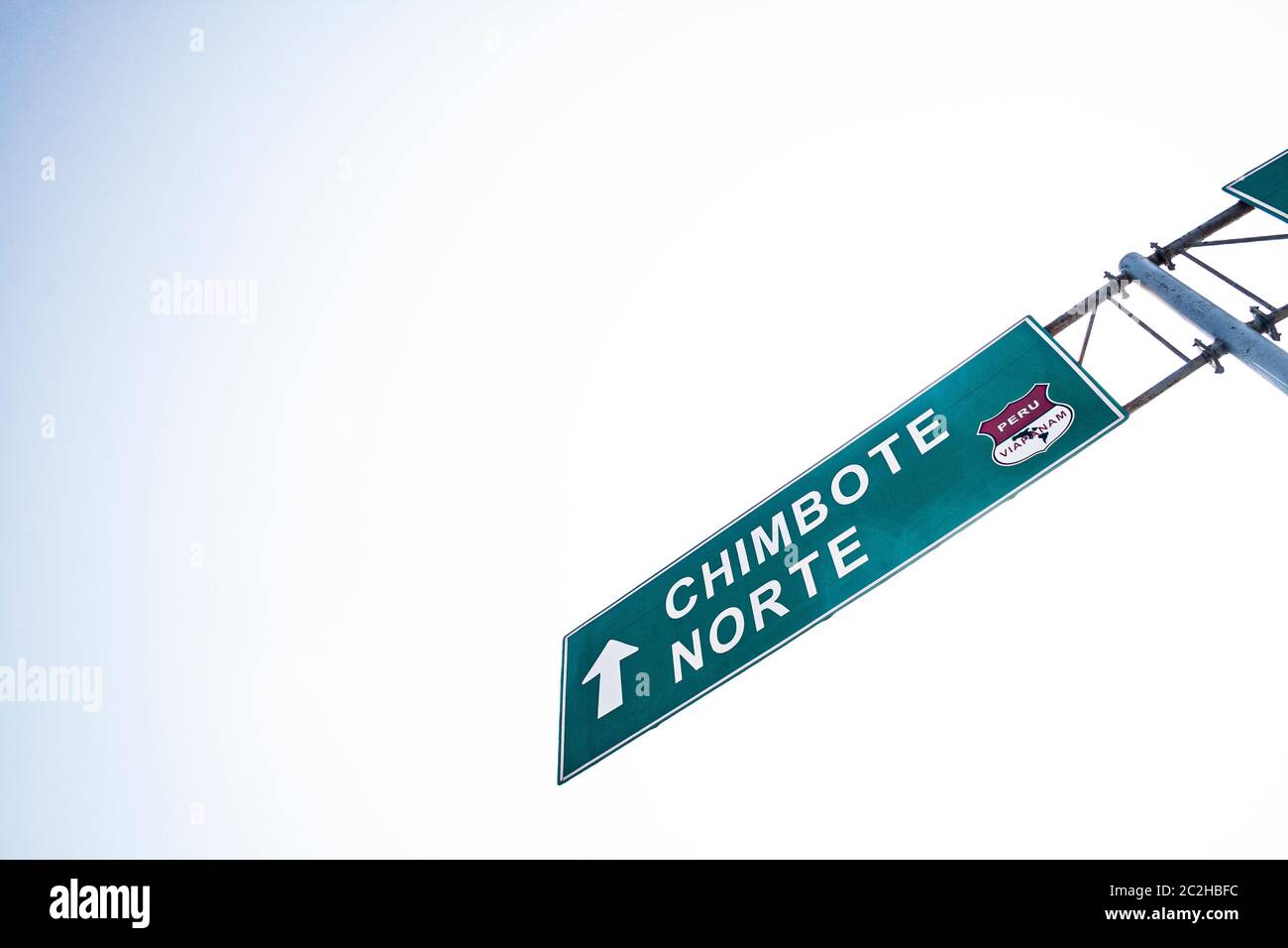 Road sign at Panamerican Highway. Huacho, Department of Lima, Peru ...