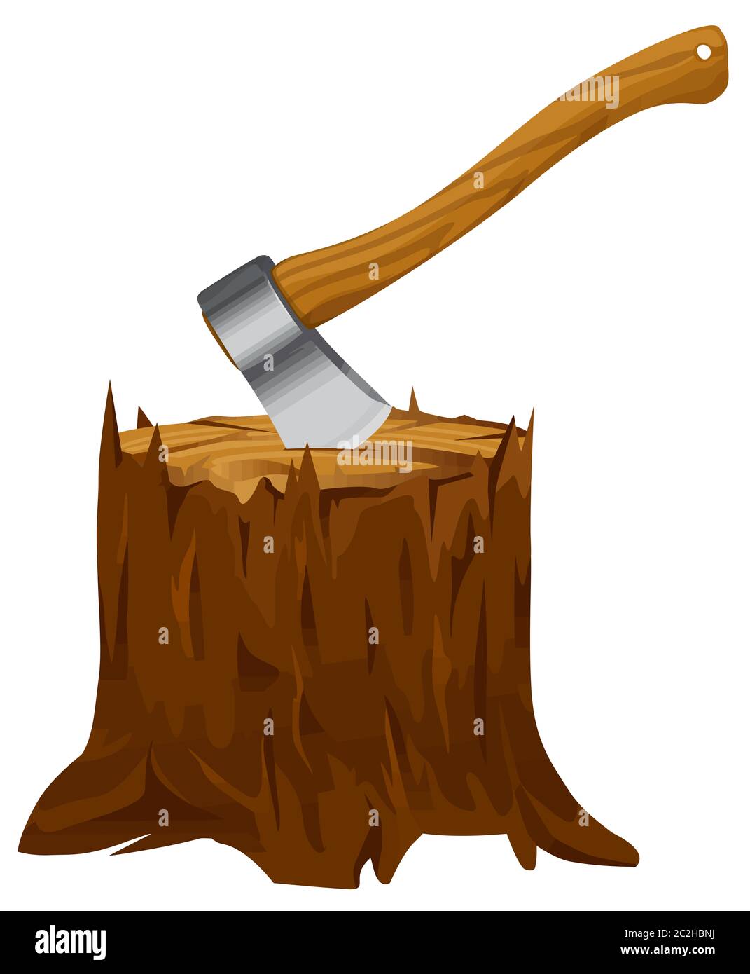 tree stump axe cut lumberjack forest sharp illustration Stock Photo - Alamy