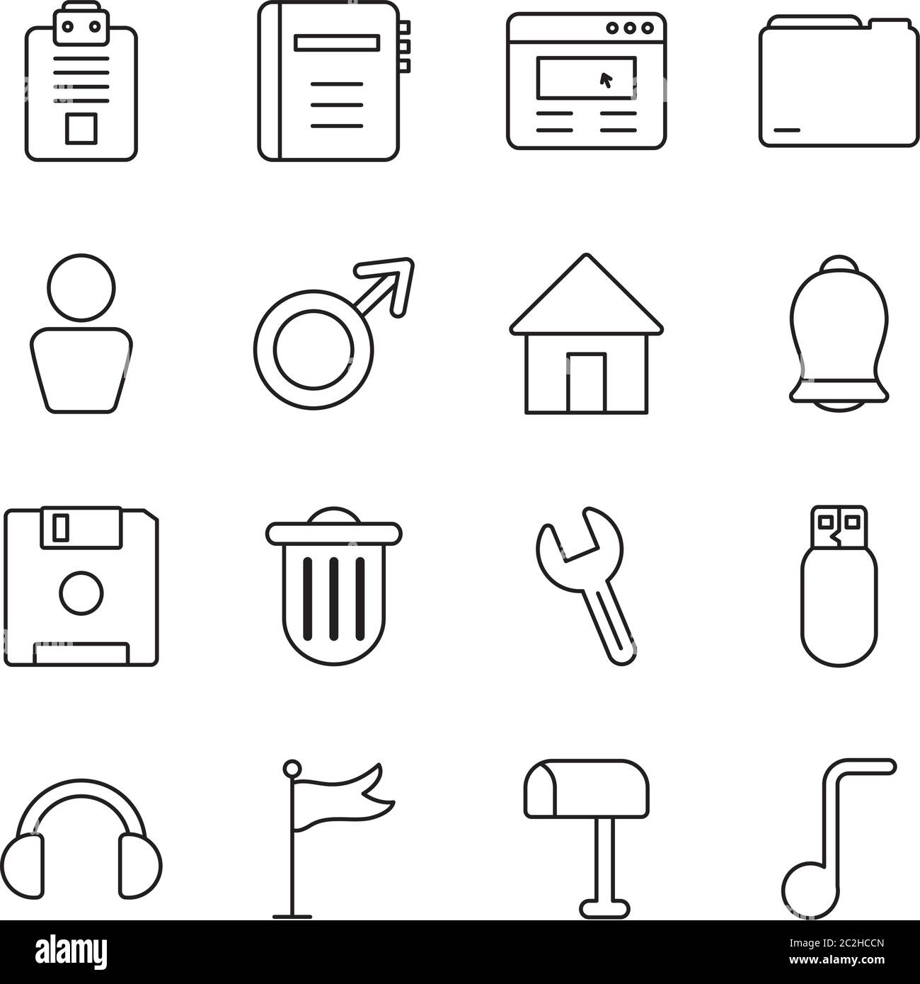 house and web symbols icon set over white background, line style ...