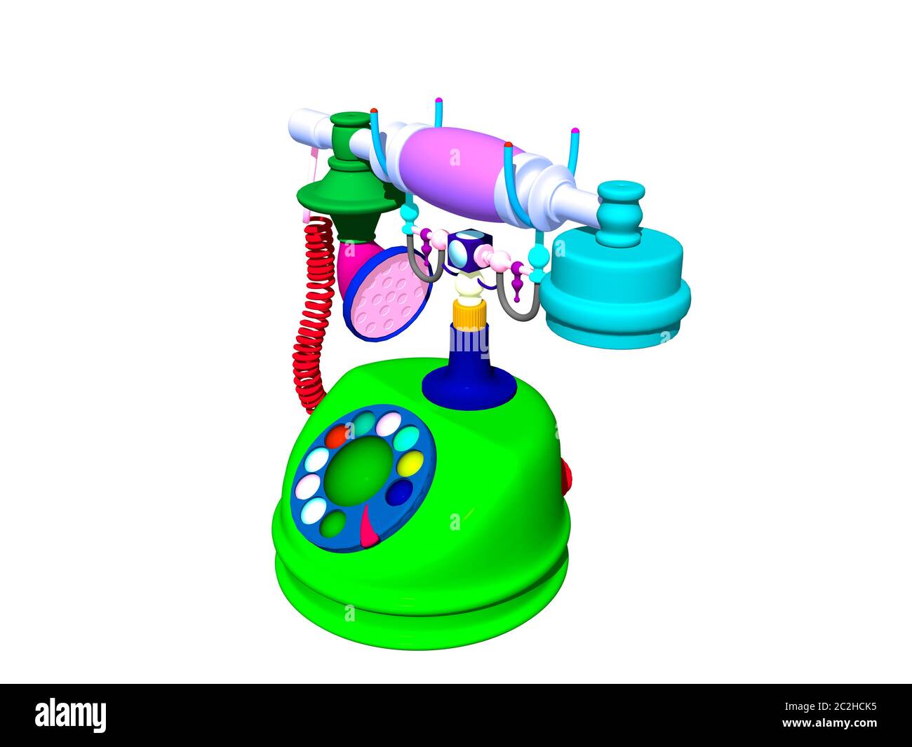 antique colorful telephone with picker and dial Stock Photo - Alamy