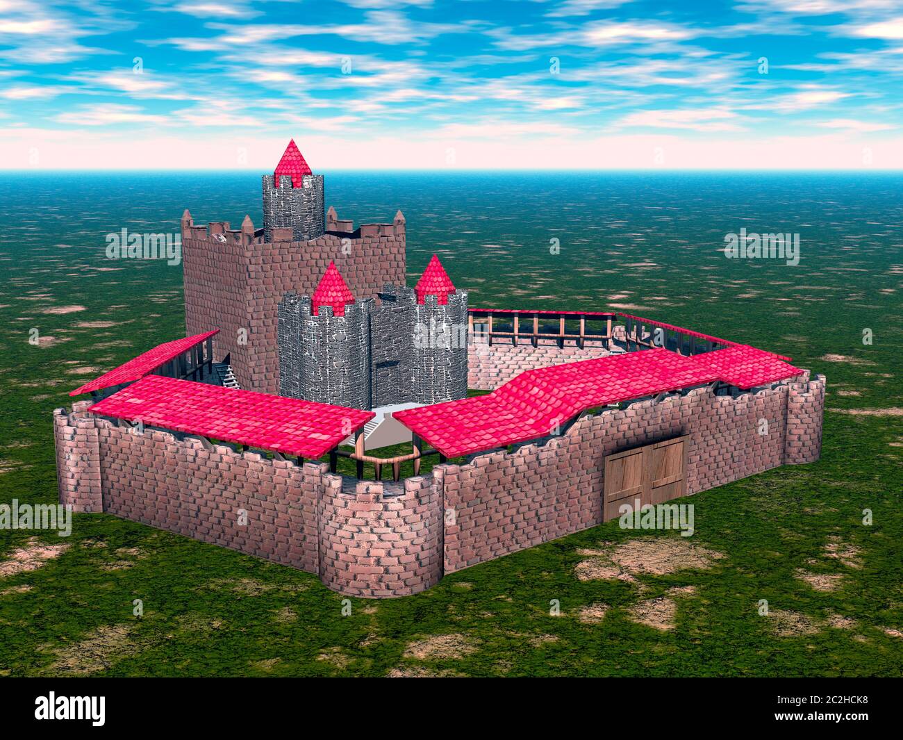 Fortress complex with castle walls and towers Stock Photo - Alamy