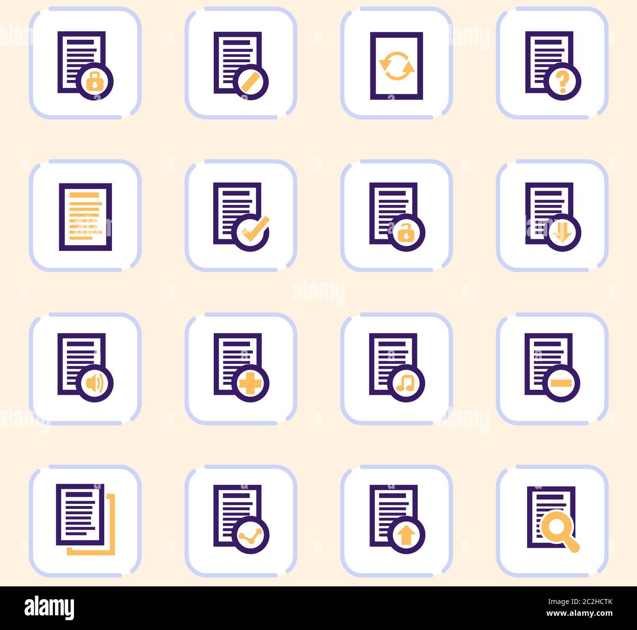 Documents vector icons for user interface design Stock Photo - Alamy
