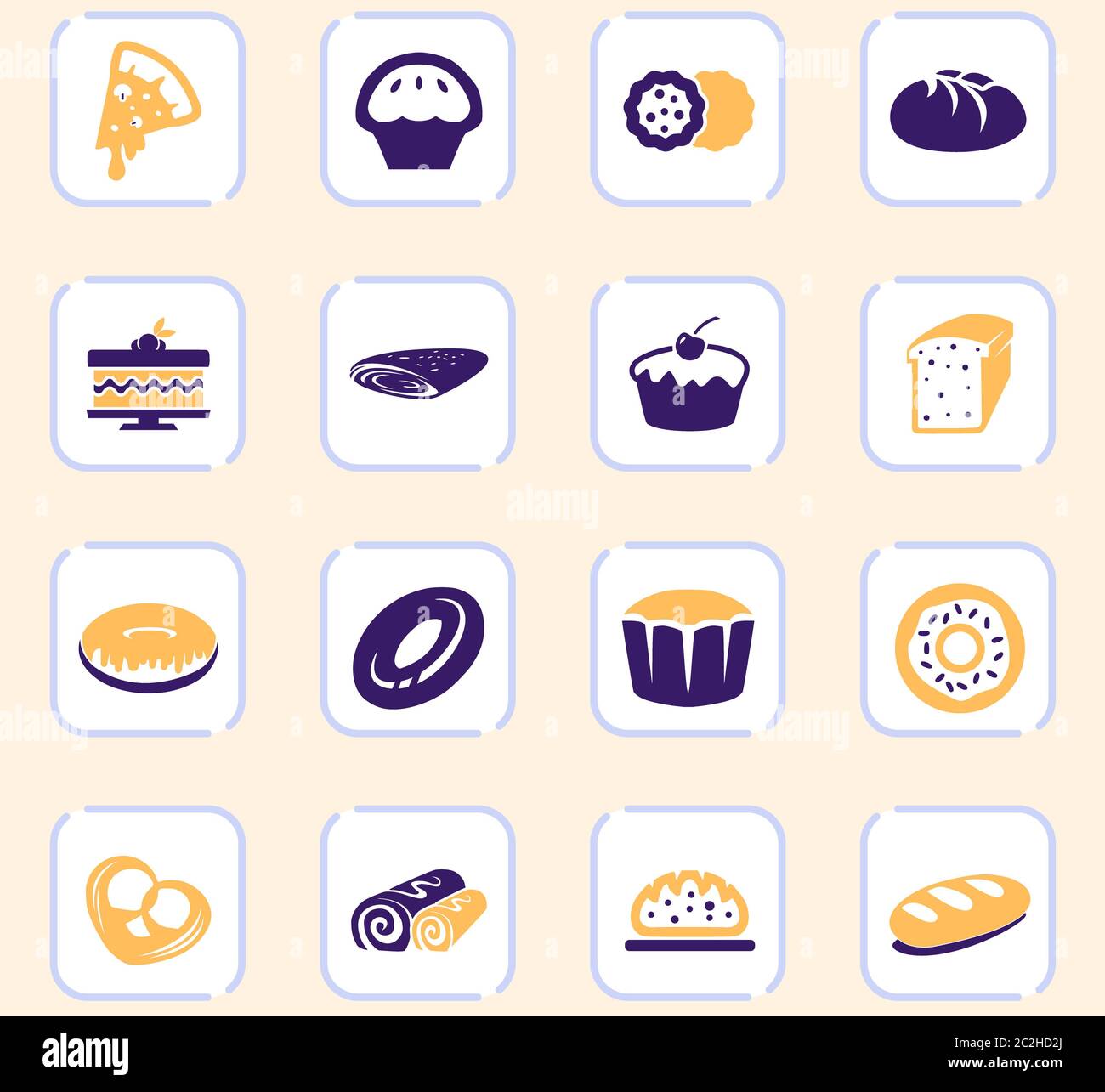 Bakery products color vector icons for user interface design Stock ...