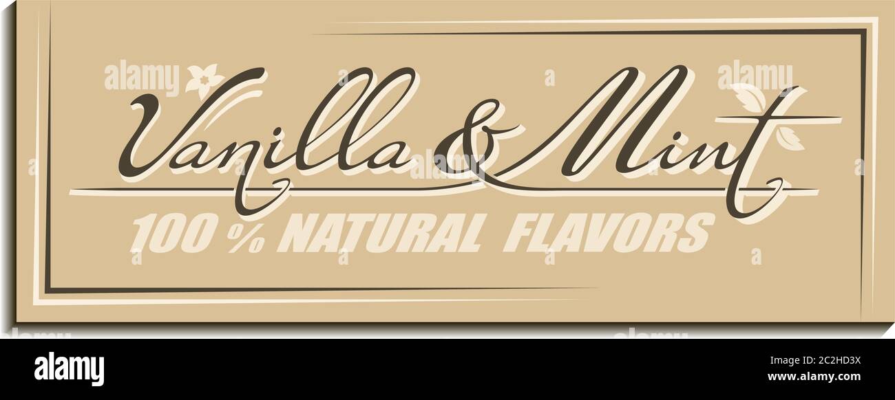 Calligraphic handwritten text Vanilla & Mint flavors with melissa ...