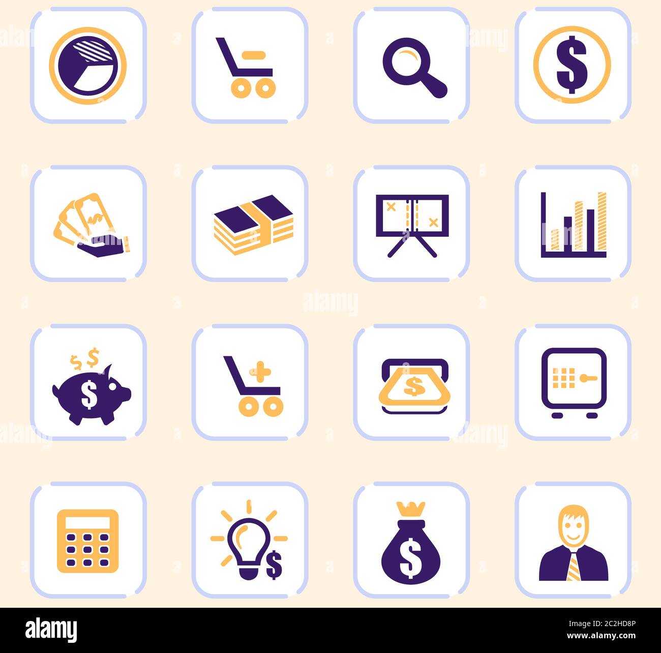 Business color vector icons for user interface design Stock Photo - Alamy