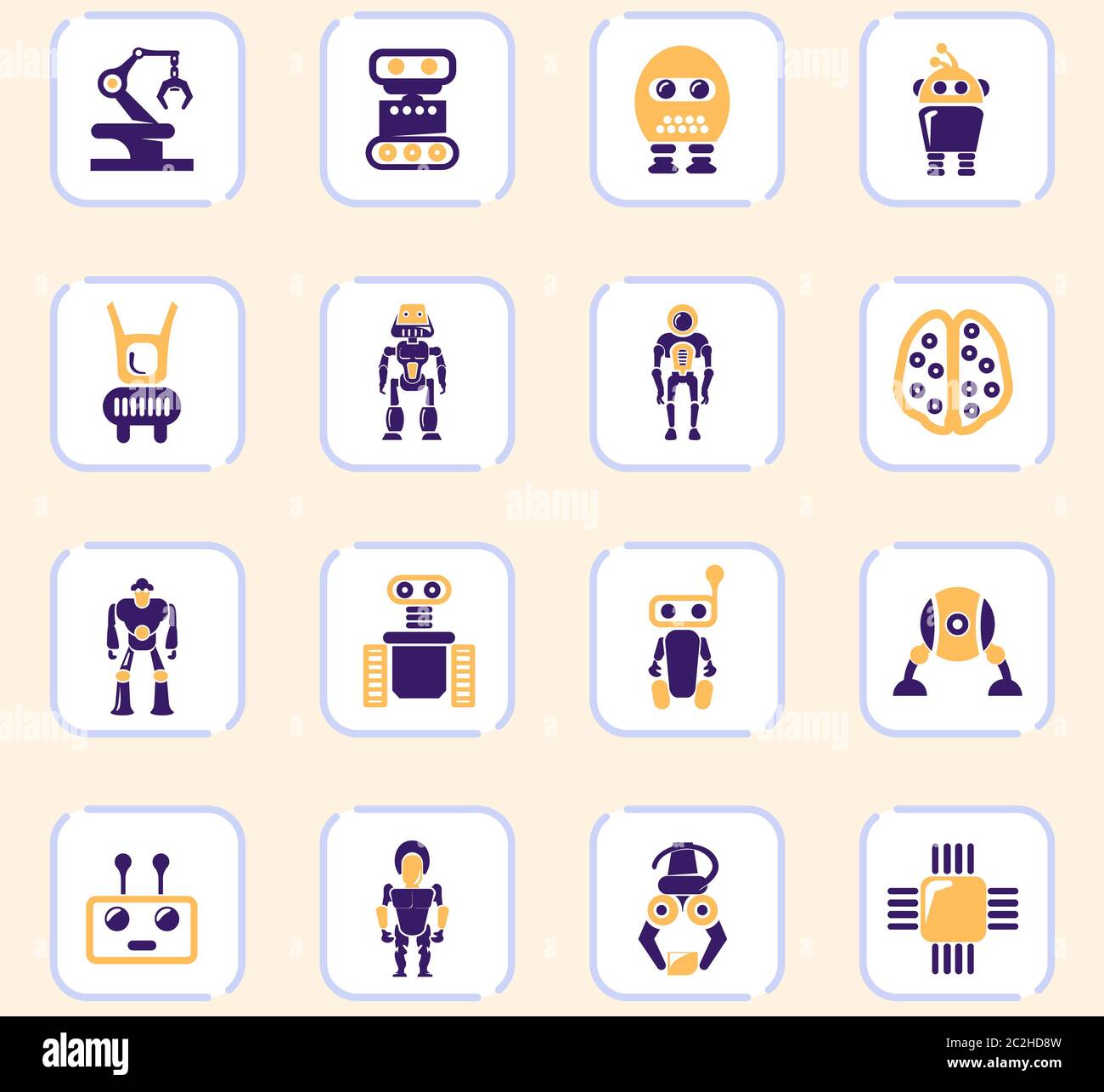 Robots color vector icons for user interface design Stock Photo - Alamy