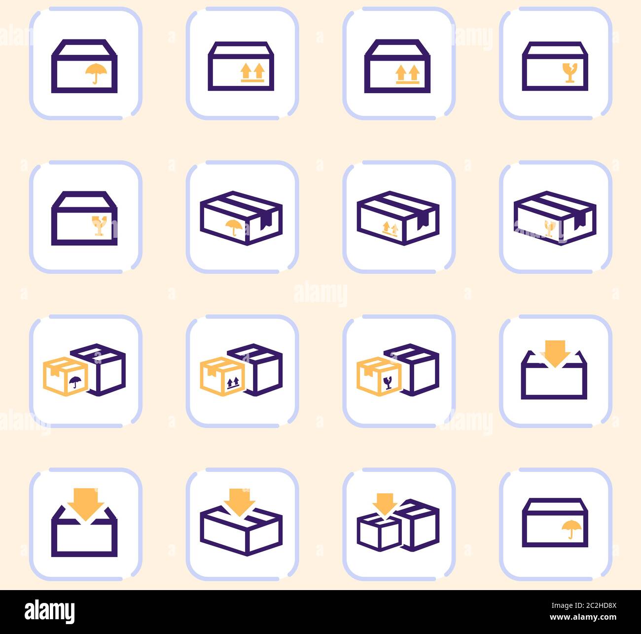 Simple set of box and crates related vector icons for your design Stock ...