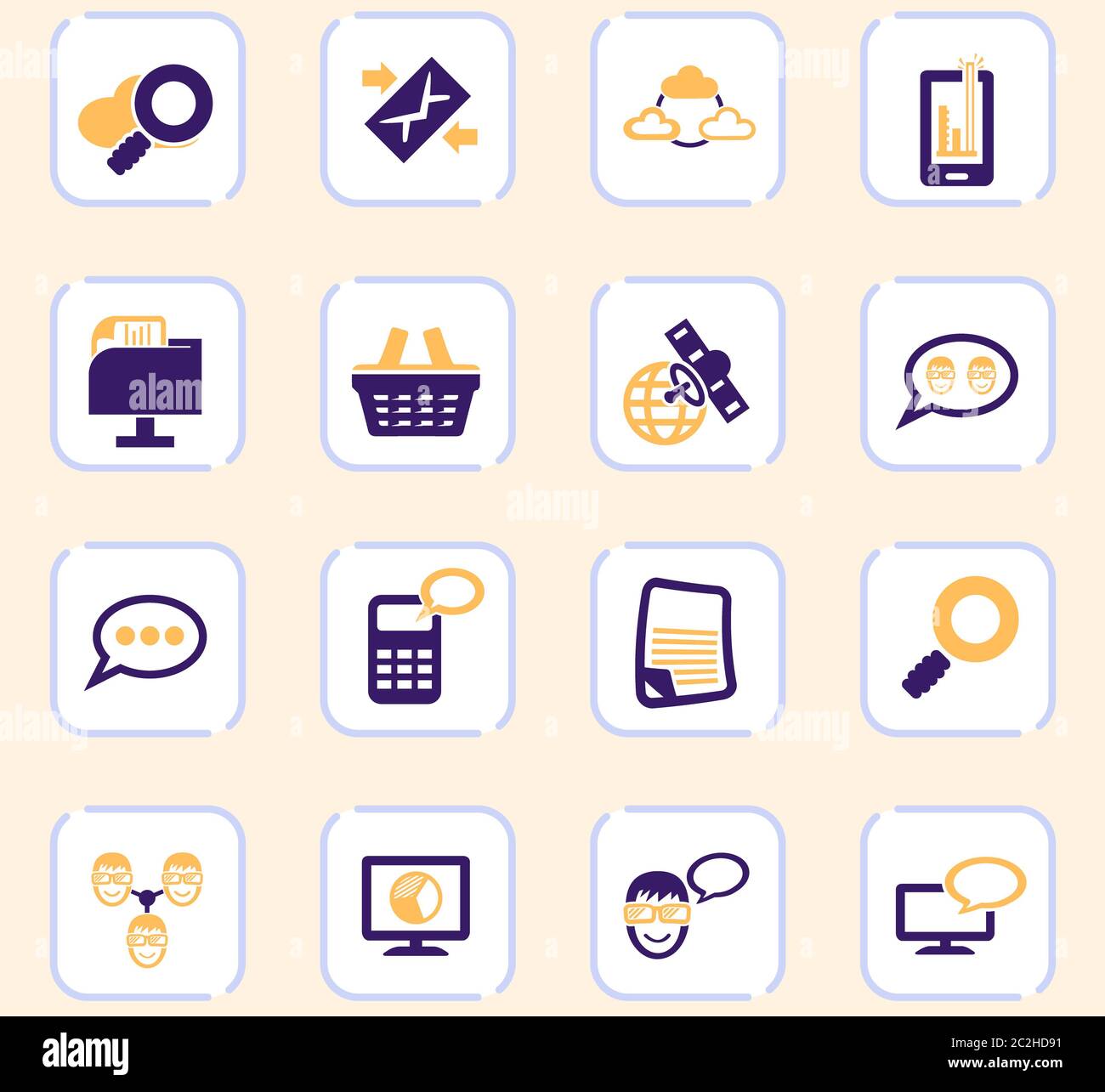 Data Analytic And Social Network Vector Icons For User Interface Design