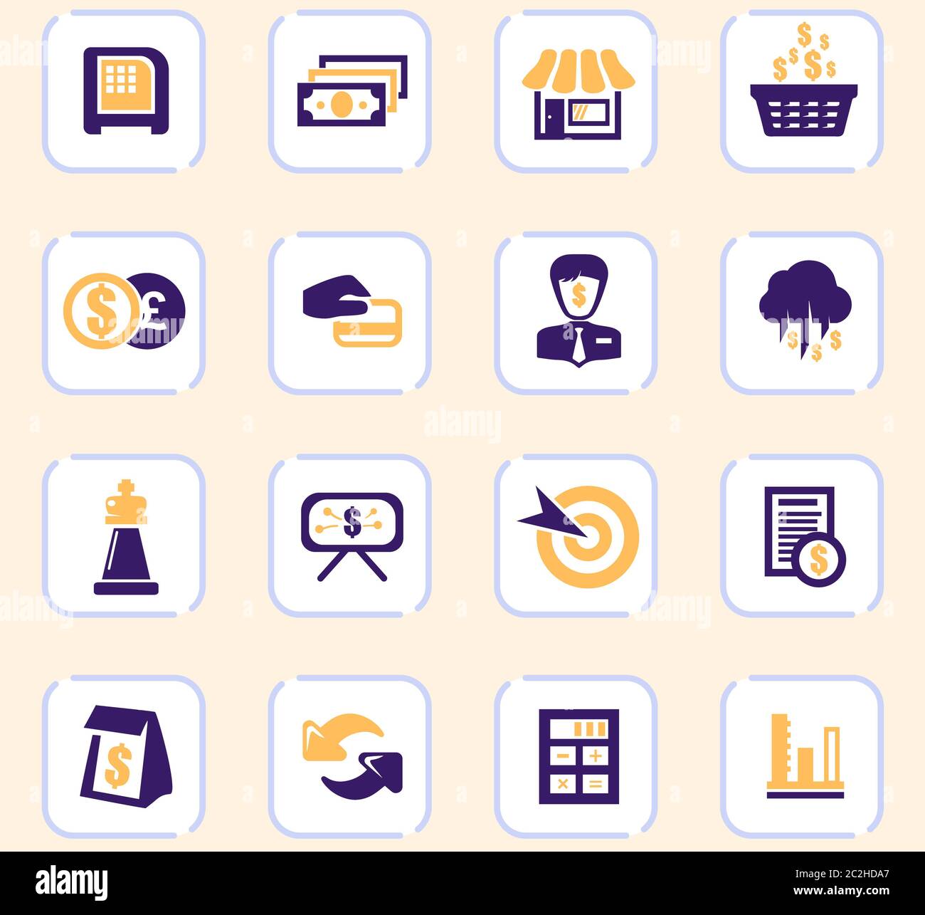 Business color vector icons for user interface design Stock Photo - Alamy