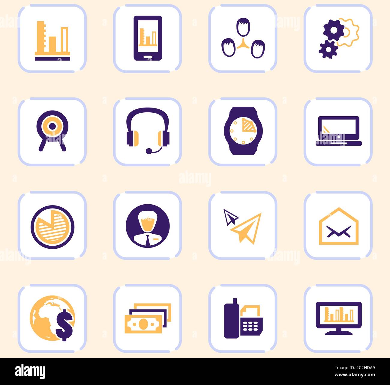 Business management and human resources color vector icons for user ...