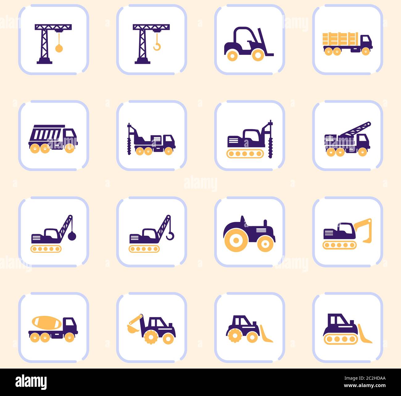 Construction transport vector icons for user interface design Stock ...
