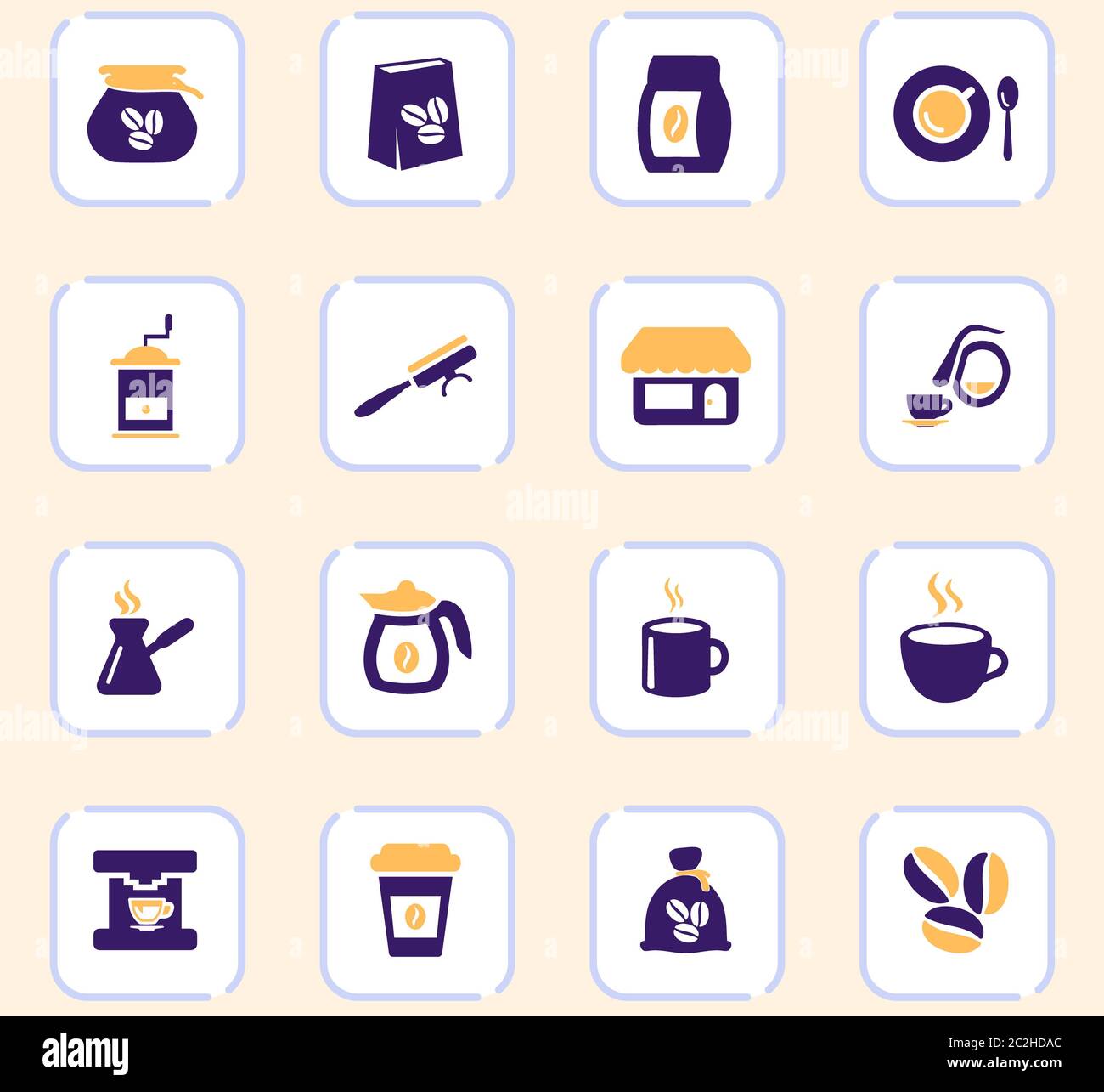 Coffee vector icons for user interface design Stock Photo - Alamy