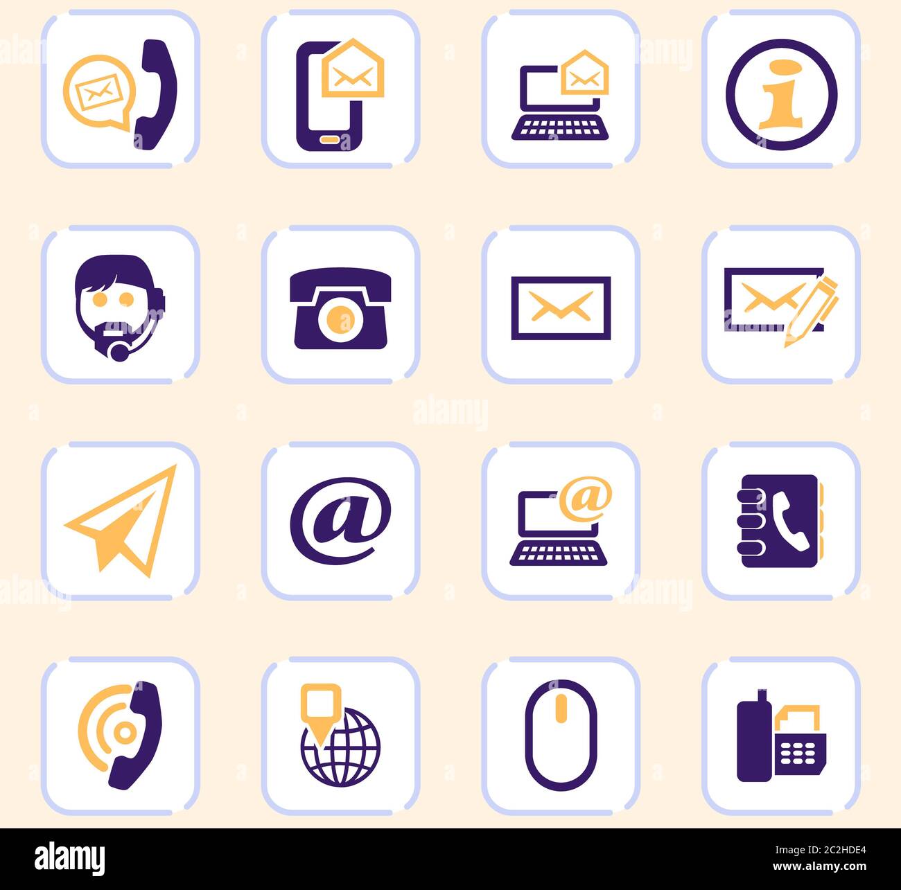 Contact us vector icons for user interface design Stock Photo - Alamy