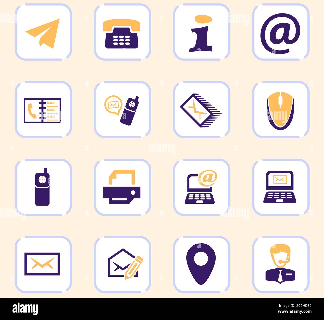 Contact us vector icons for user interface design Stock Photo - Alamy