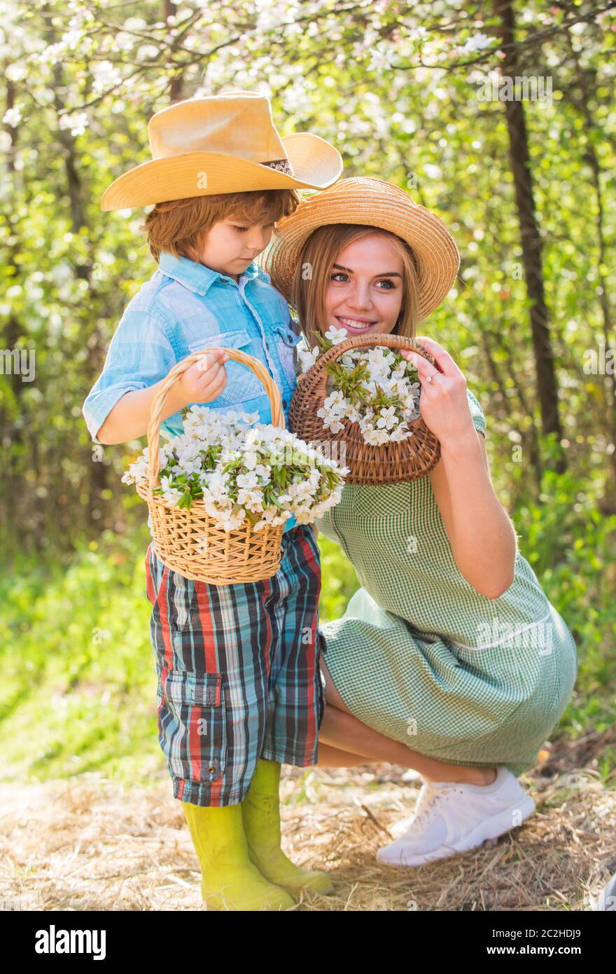Happy mothers day. Family farm. Spend time together. Lovely family ...