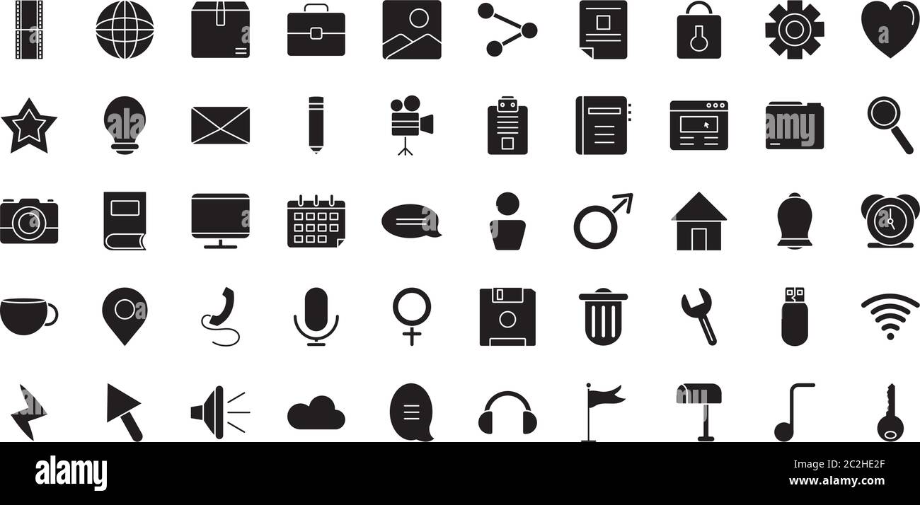 web icons set over white background, silhouette style, vector ...