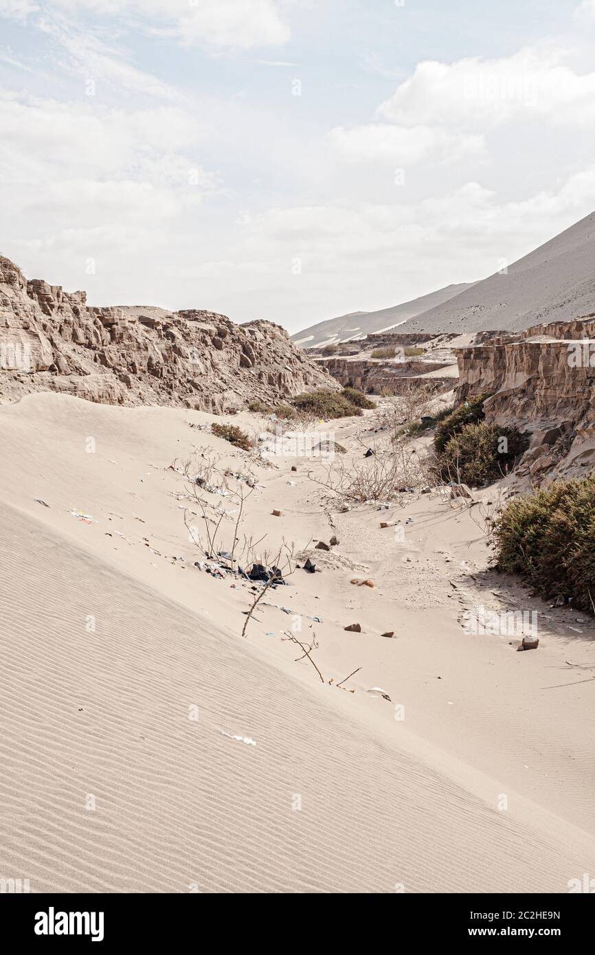 Sand erosion in the desert. .Acari, Arequipa Region, Peru Stock Photo ...