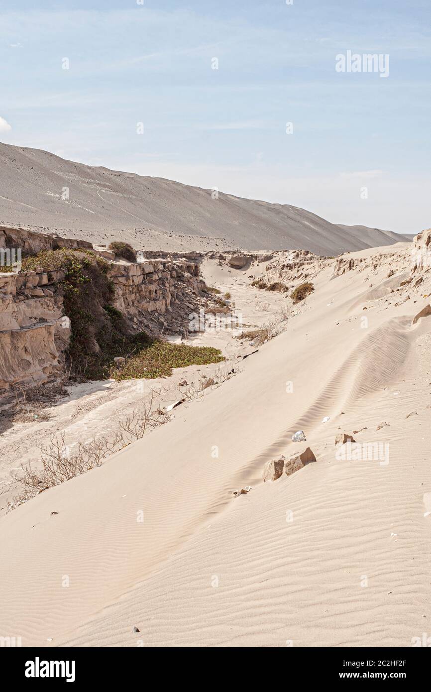 Sand erosion in the desert. .Acari, Arequipa Region, Peru Stock Photo ...