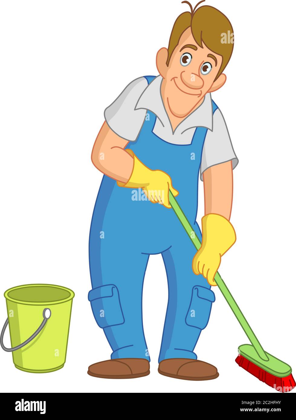 Male cleaner at work Stock Vector Images - Alamy
