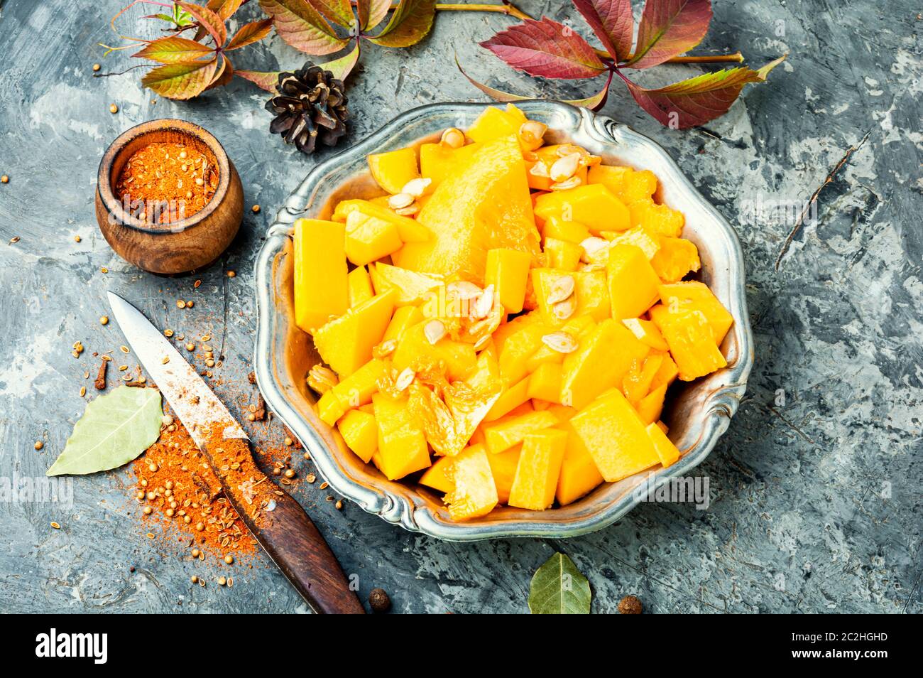 Pumpkin cut in a pieces.Autumn vegetarian cooking Stock Photo - Alamy