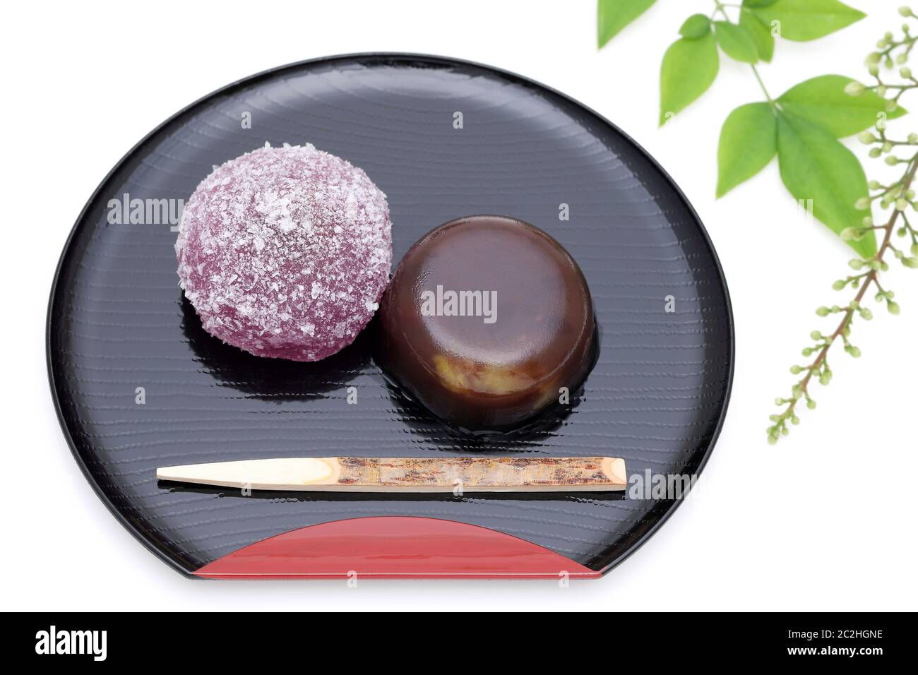Japanese traditional confectionery, red bean jelly Yokan on white ...