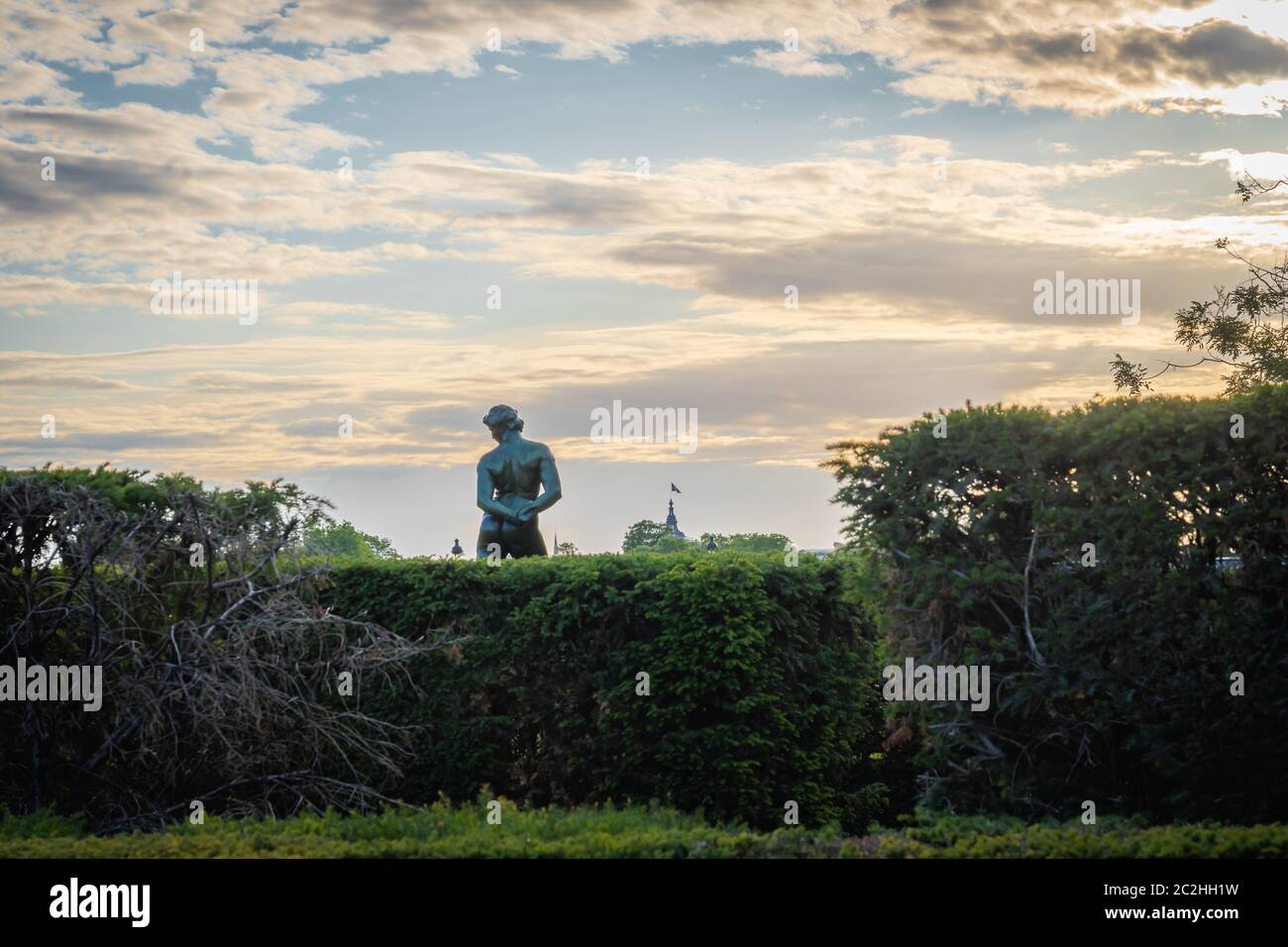 Paris, France - 06 14 2020: Statue of a man from the back, in the ...