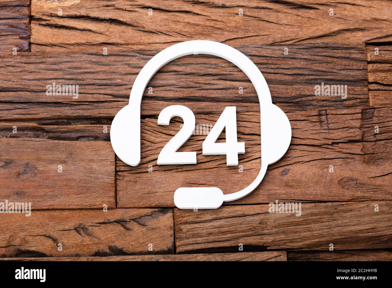 24 Hour Customer Support Concept On Wooden Desk Stock Photo - Alamy