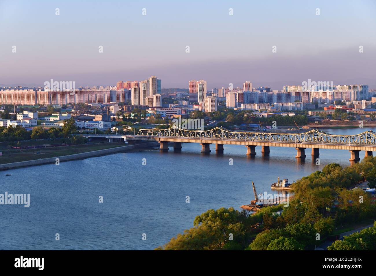 Pyongyang, DPR Korea North Korea. View on modern residential complex ...