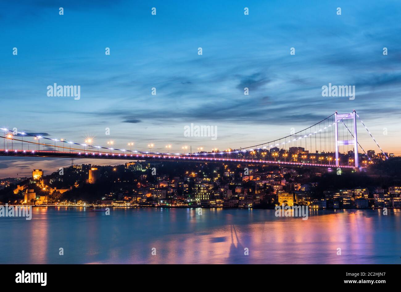 Fatih Sultan Mehmet Bridge at sunset Istanbul, Turkey Stock Photo - Alamy