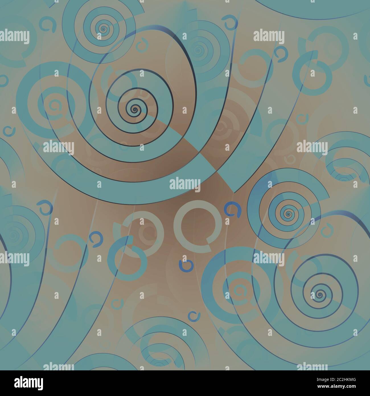 Seamless spiral pattern turquoise blue beige brown Stock Photo - Alamy