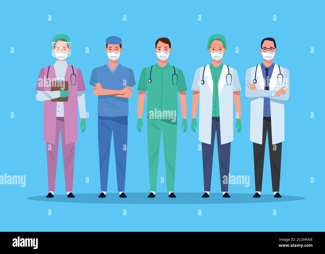 group of medical staff healthcare workers characters vector ...