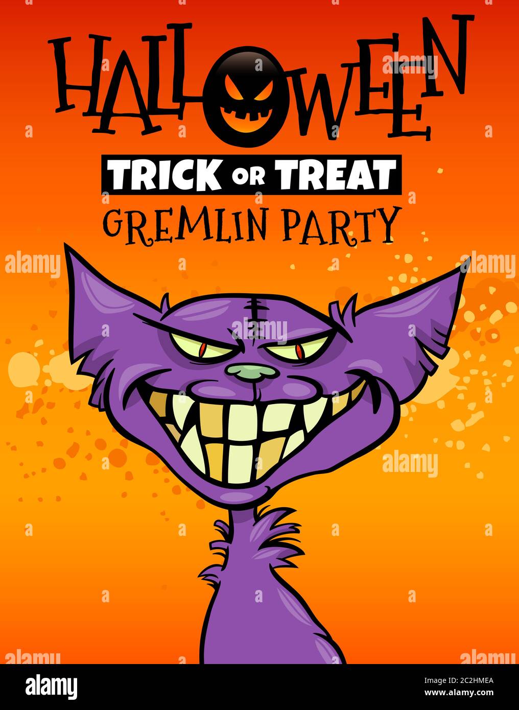 Halloween holiday cartoon design with gremlin Stock Photo - Alamy