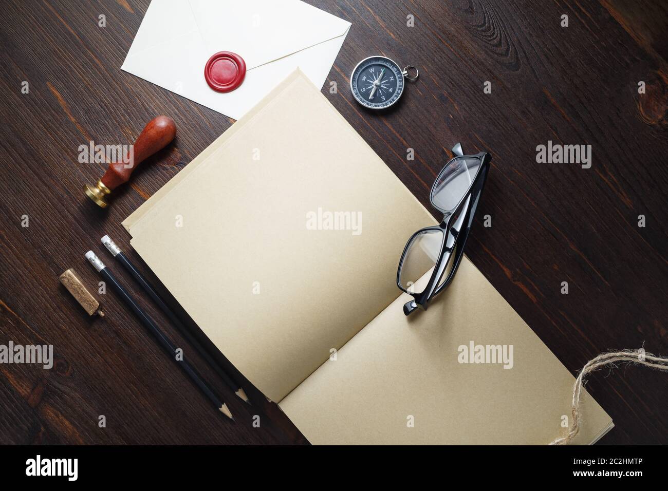 Book and retro stationery Stock Photo - Alamy
