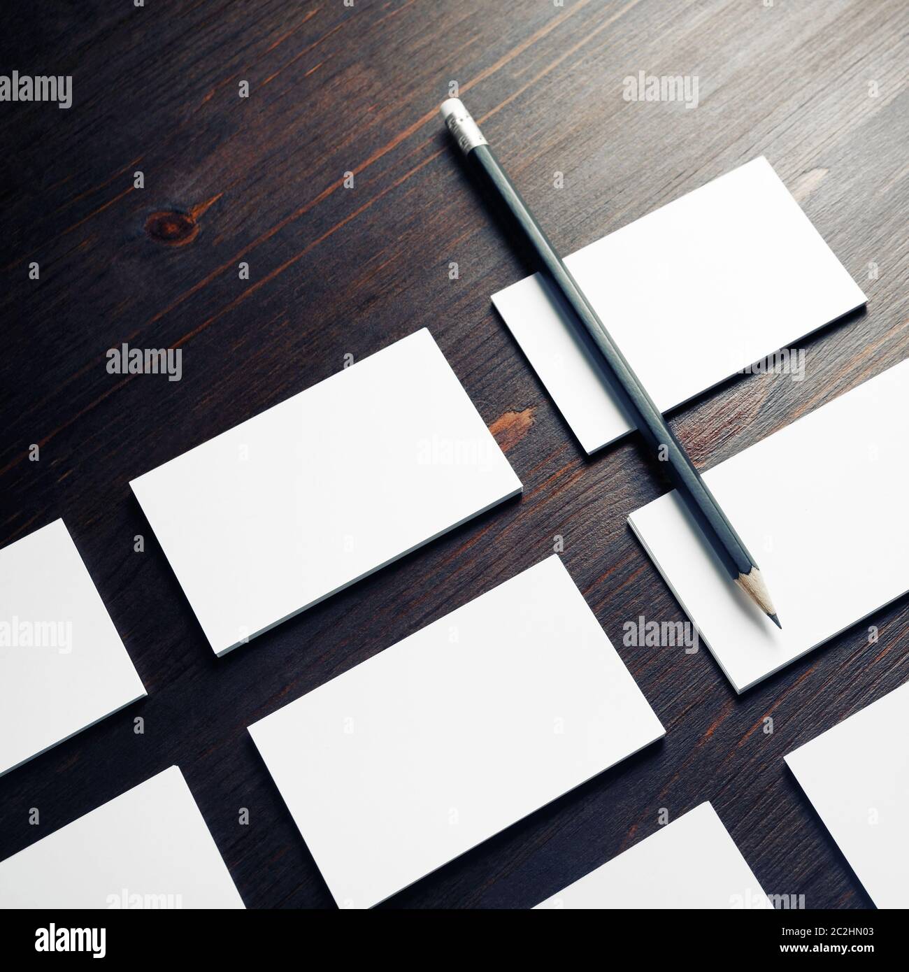 Business cards and pencil Stock Photo - Alamy