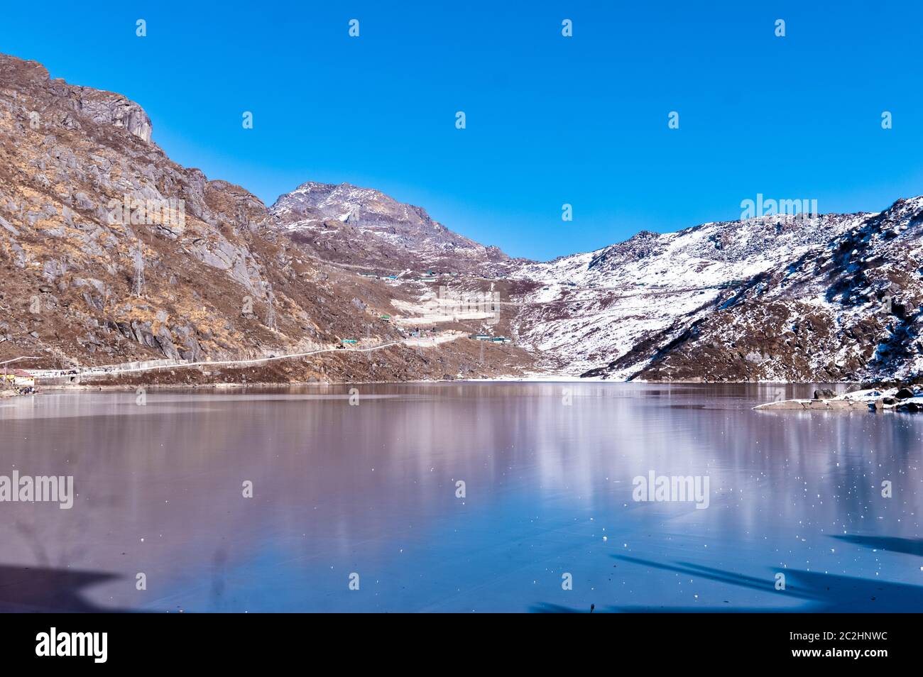 Tsomgo Lake (Tsongmo or Changu Lake) frozen during winter season. It is ...