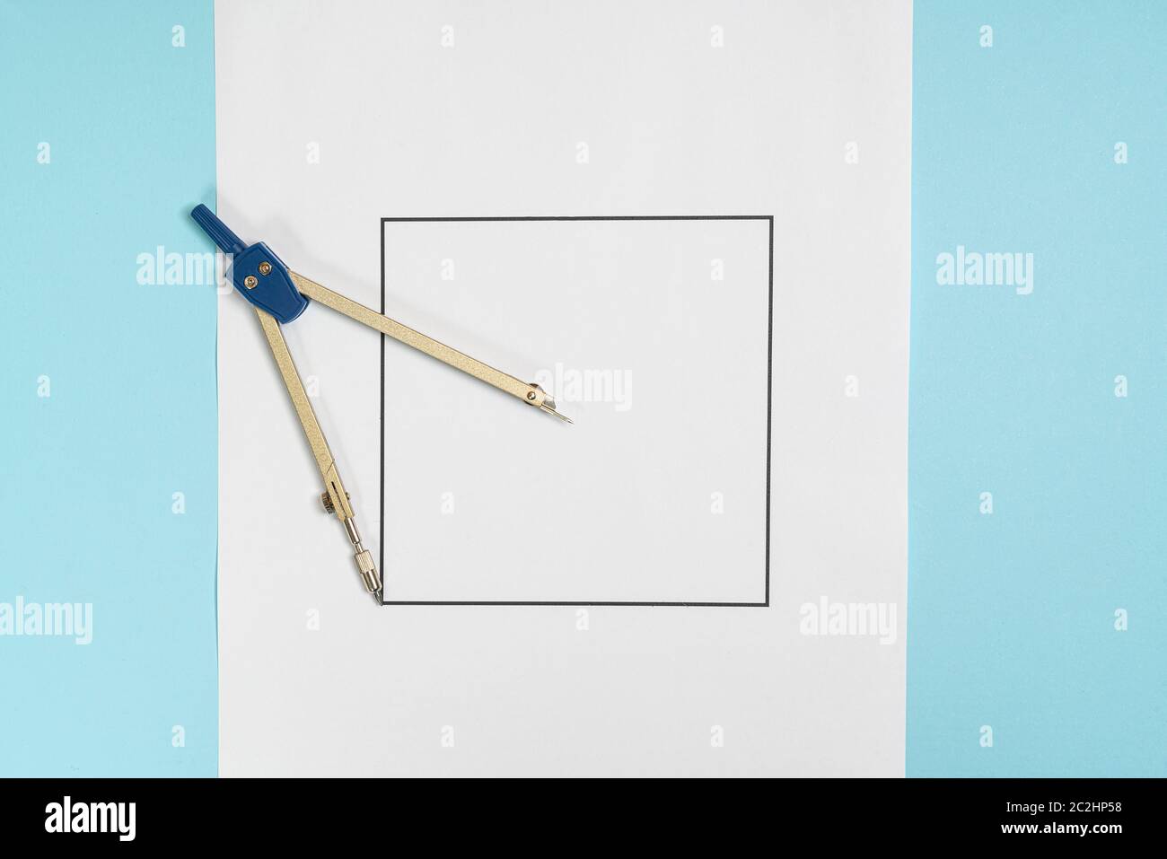 the square designed by a compass on a white sheet Stock Photo - Alamy