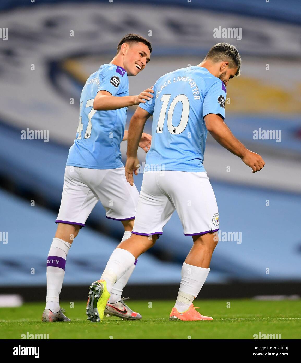 Manchester City's Phil Foden celebrates scoring his side's third goal ...