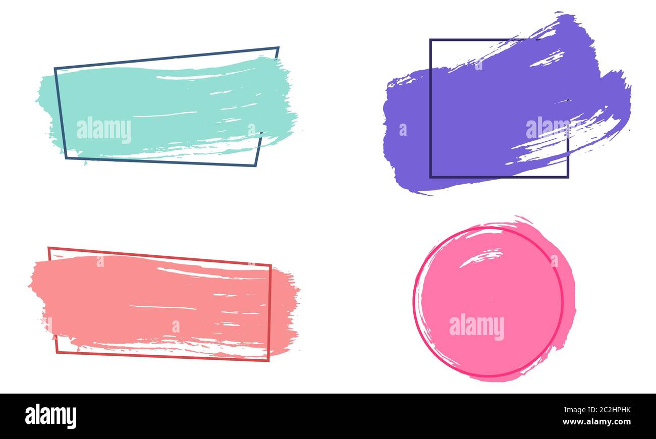 Abstract vector illustrations of paintbrush stroke banners or ribbons ...