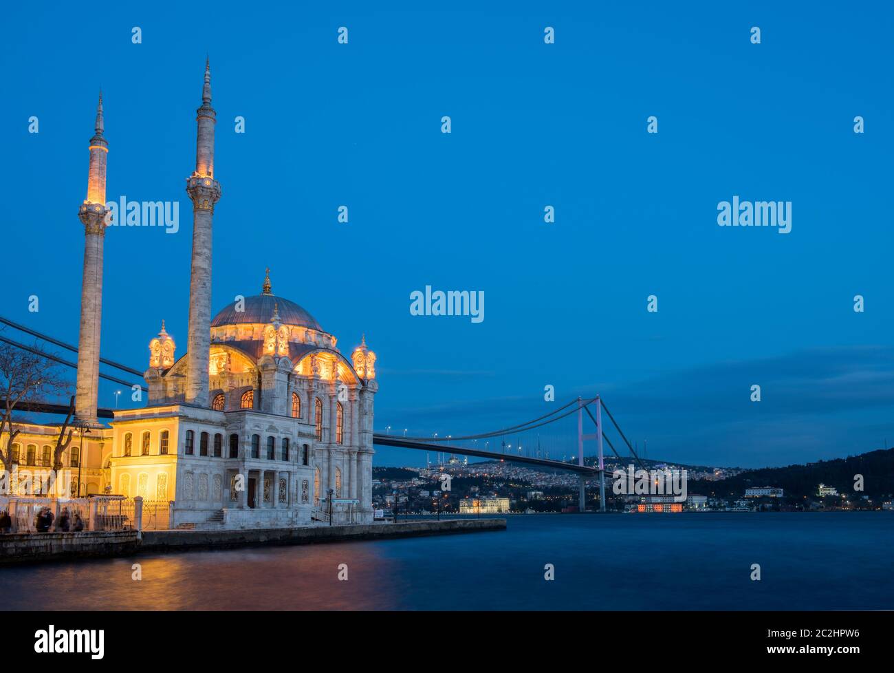 Ortakoy Mosque and Bosphorus Bridge (15th July Martyrs Bridge) night ...