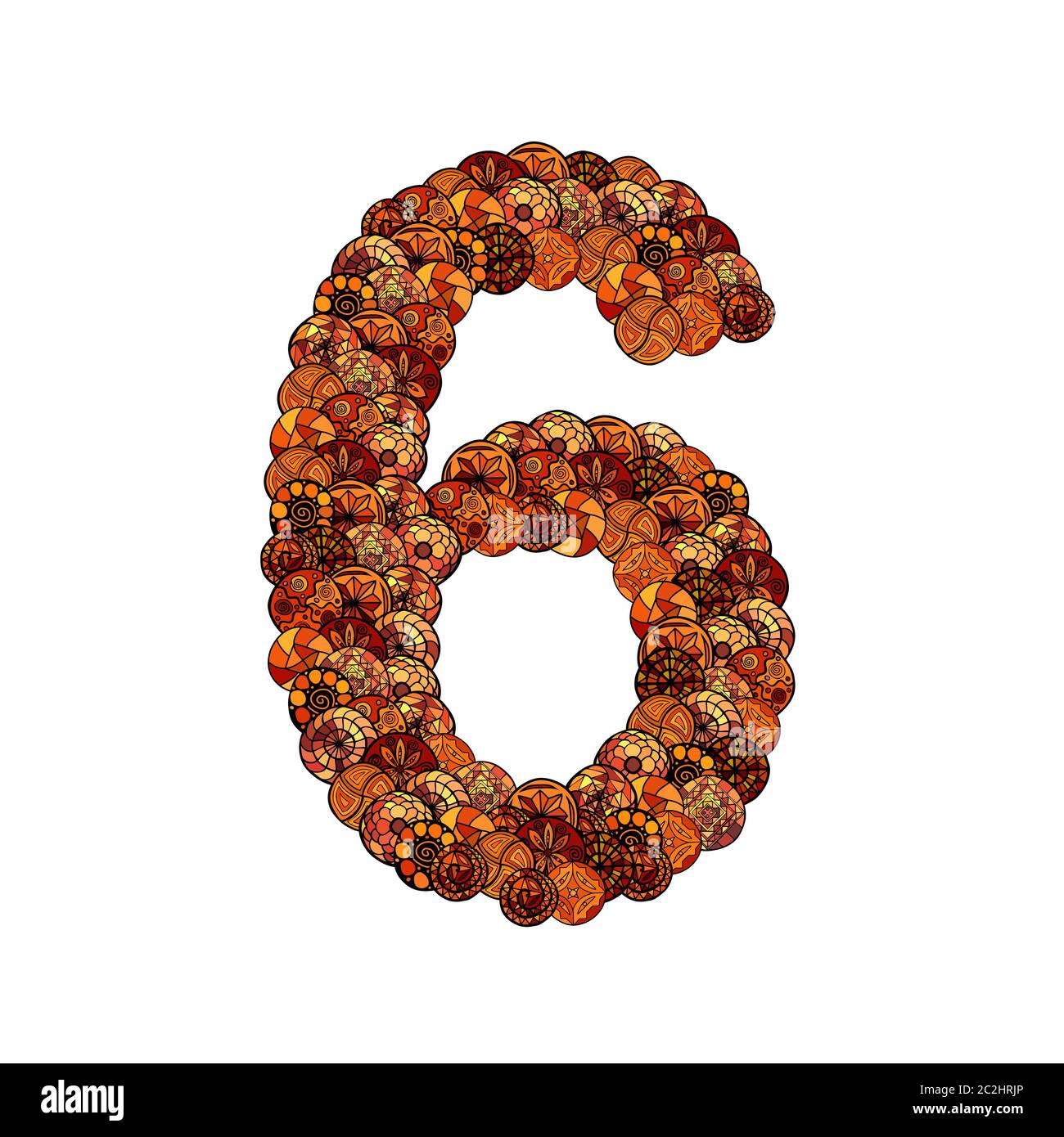 abstract font, made of ethnic elements - number six Stock Photo - Alamy