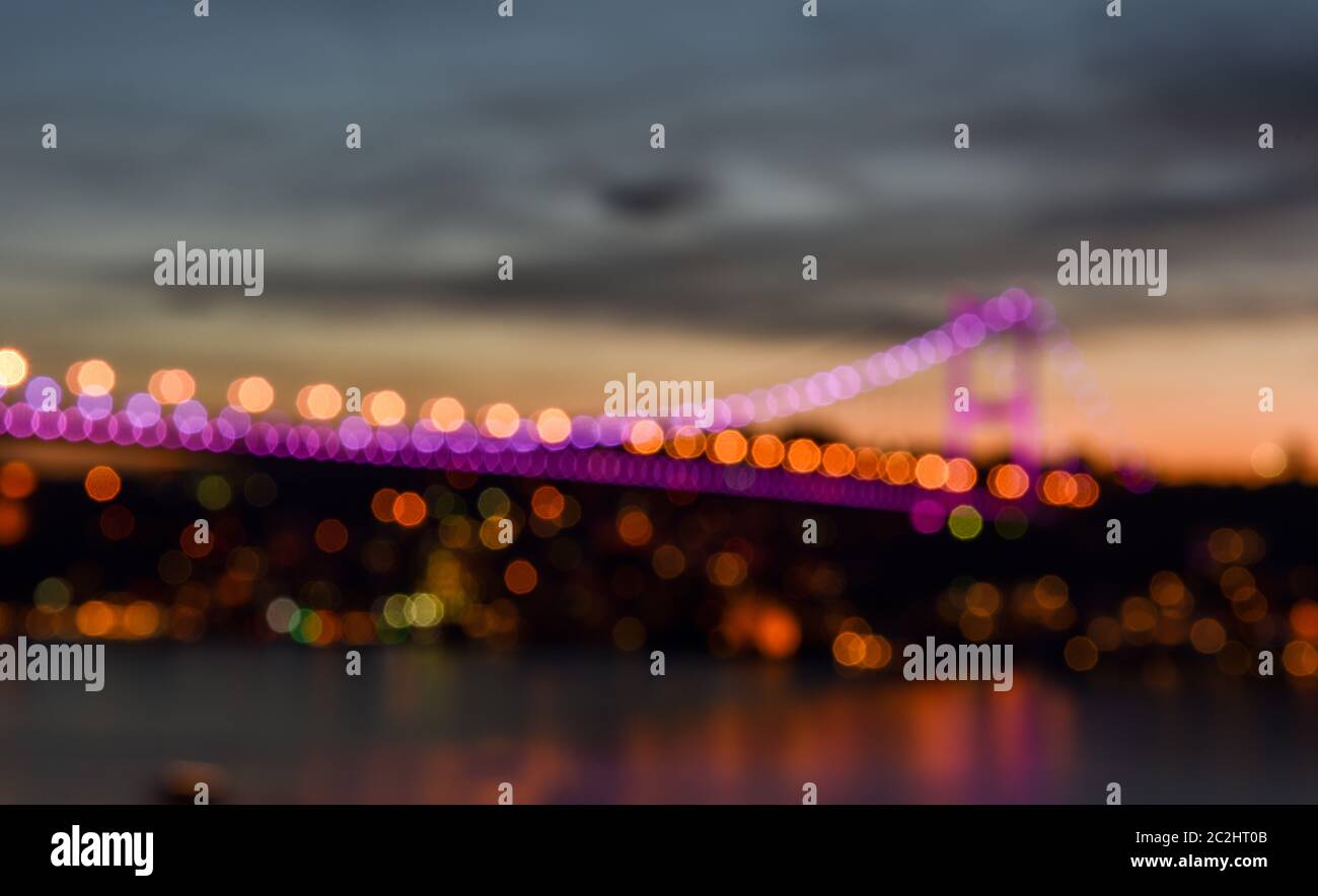 Beautiful Bridge Bokeh Background. Blurred abstract background lights ...