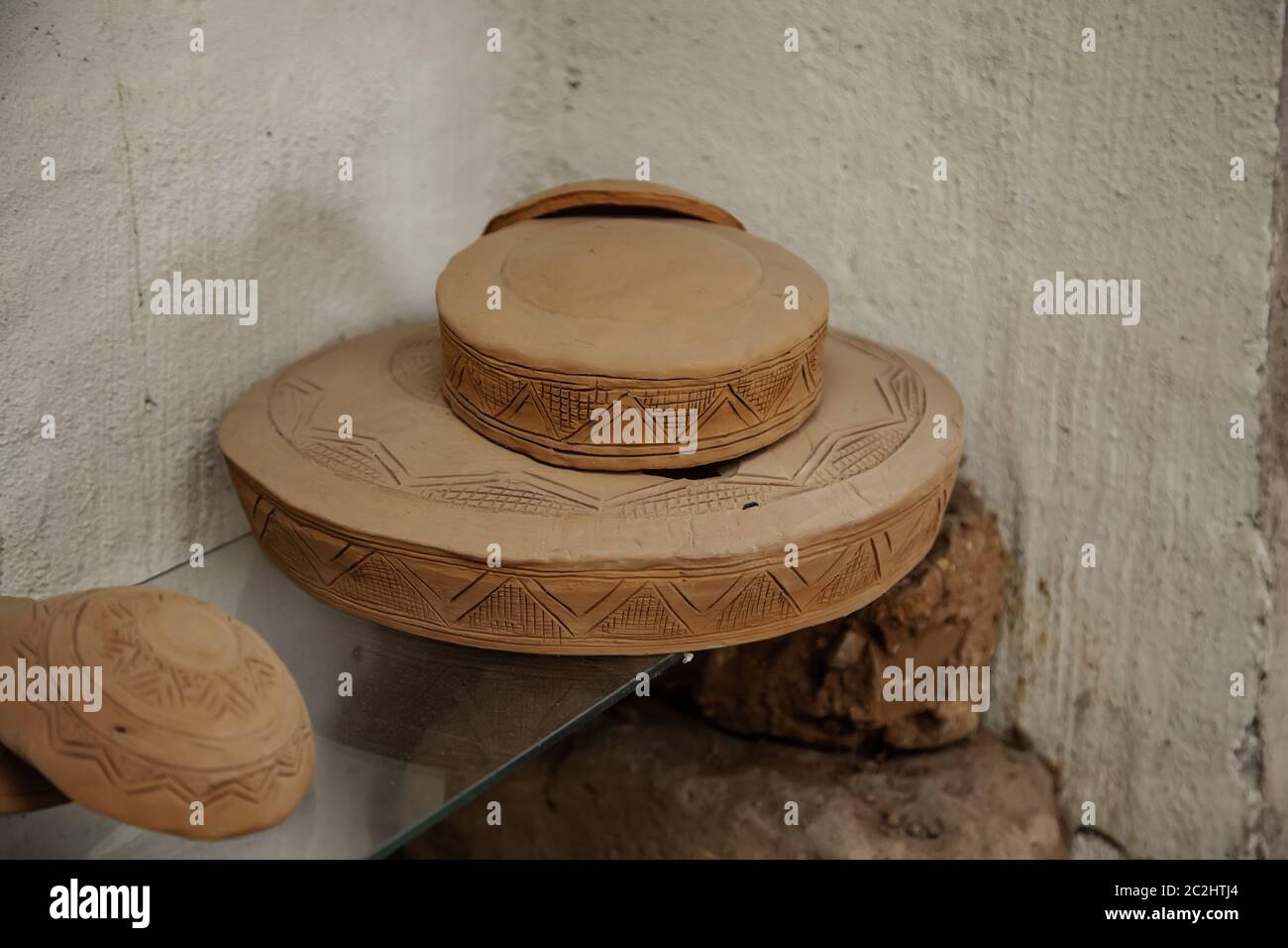 Ancient clay objects, detail of handicraft in cooked clay Stock Photo ...